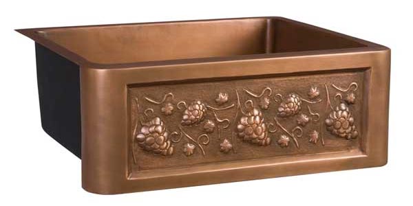 Barclay Concord single bowl copper farmhouse sink with embossed ...