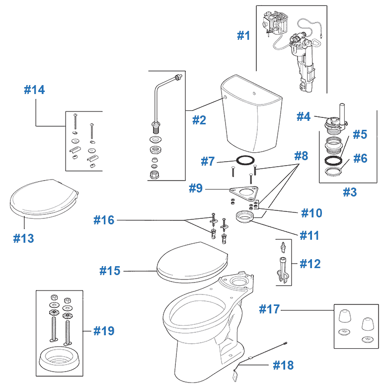 Delta Brevard Hands-Free Toilet Repair Parts