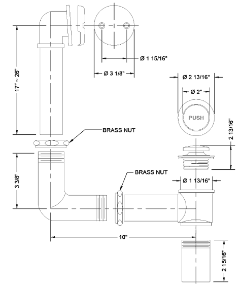 Deluxe Bathtub Drains - brass construction available in designer finishes