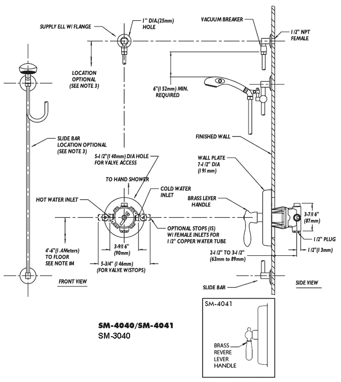 Ada Compliant Hand Held Slide Bar Shower Systems