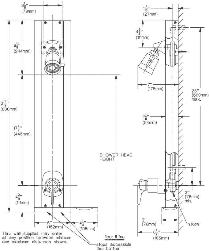 Hydapipe® Exposed Tub/Shower Faucets - showers for correctional facilities