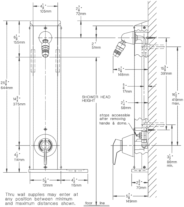 Hydapipe® Exposed Tub/Shower Faucets - showers for correctional facilities